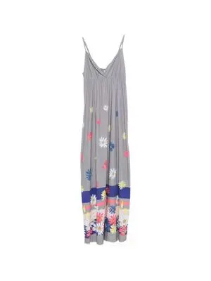 SUN 68 Floral Print V-neck Spaghetti Strap Maxi Dress