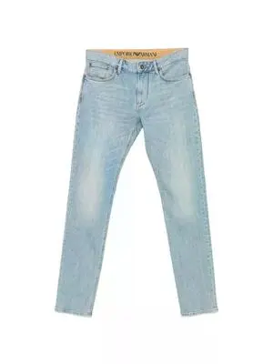 Emporio Armani Logo Plaque Slim-fit Jeans - Blue
