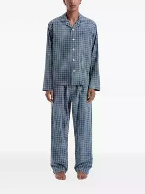TEKLA Check-print Pajamas - Blue
