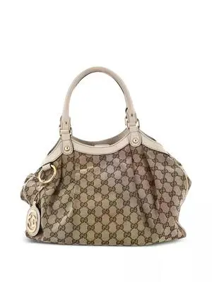 Gucci Sukey Gg Canvas Leather Medium Tote Bag - Neutrals