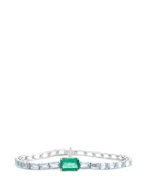 YI COLLECTION Demeter Emerald And Aquamarine Bracelet - Silver