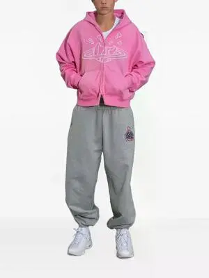 BROKEN PLANET Logo-print Zip-up Hoodie - Pink