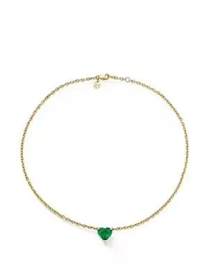 LOGAN HOLLOWELL Emerald Heart Choker Necklace - Gold