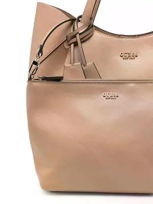 Guess Amorette Logo-plaque Pebbled-effect Shoulder Bag