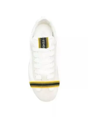 Fendi Panelled Logo Tag Sneakers - White