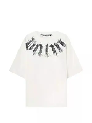 Palm Angels Big Neck Logo Printed T-shirt - Neutrals