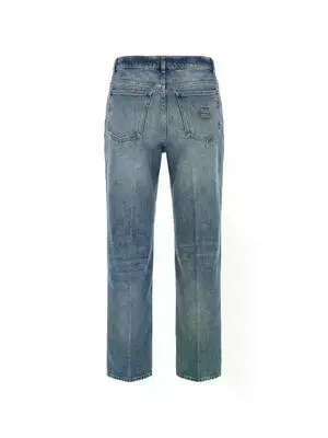 Miu Miu Logo-patch Straight-leg Jeans - Blue
