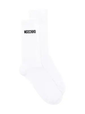 Moschino Intarsia Ribbed Socks - White