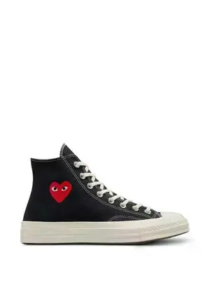 Comme Des Garçons X Converse Heart-print High-top Sneakers - Black