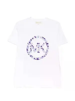 Michael Kors Sequin-embellished Floral-logo T-shirt - White