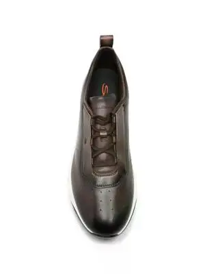 Santoni Perforated-detail Leather Sneakers