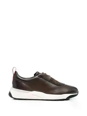 Santoni Perforated Detail Leather Sneakers - Brown