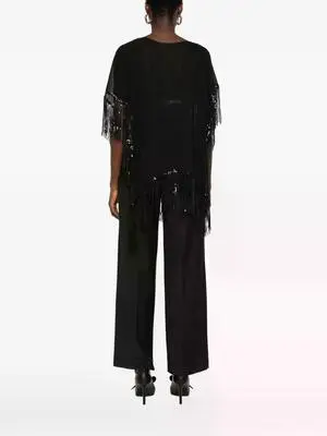 DE SANTIS Sequin-embellished Fringed Cape