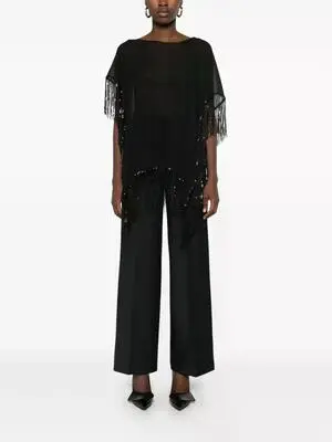 DE SANTIS Sequin Embellished Fringed Cape