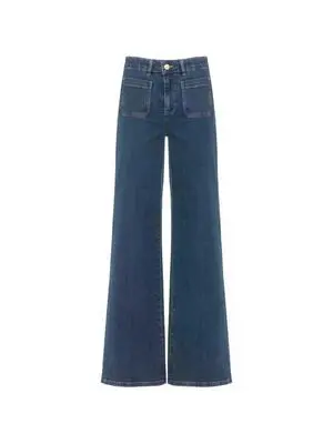 EMME Wide-leg Patch-pocket Jeans - Blue