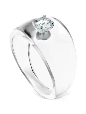 SOLO FOR DIAMONDS Diamond-embellished Wide Band Ring - White