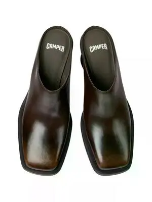 Camper Louise Leather Mules - Brown