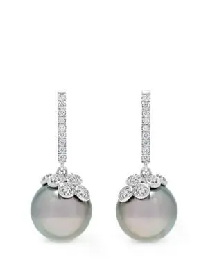 ANDREOLI Tahitian Pearl And Diamond Drop Earrings - Silver