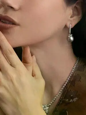ANDREOLI Tahitian Pearl And Diamond Drop Earrings