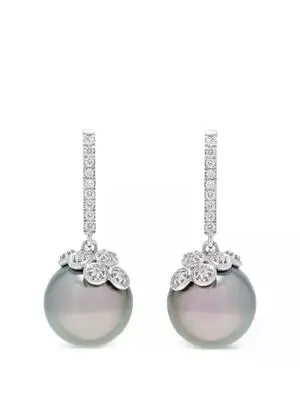 ANDREOLI Tahitian Pearl And Diamond Drop Earrings - Silver