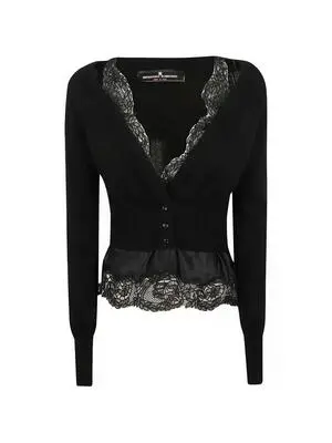 Ermanno Scervino Lace-trim Layered Cardigan - Black