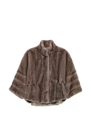 VALENTINI 1972 High-neck Drawstring-waist Jacket - Brown