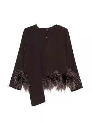 P.a.r.o.s.h Feather-trim Draped Blouse