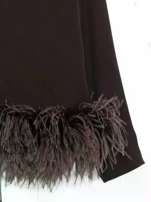 P.a.r.o.s.h Feather-trimmed Draped Blouse - Black
