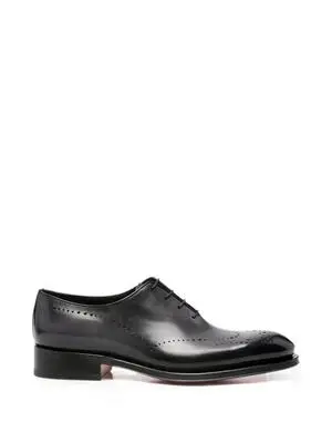Santoni Perforated-detail Leather Oxford Shoes