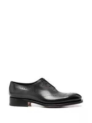 Santoni Perforated Detail Leather Oxford Shoes