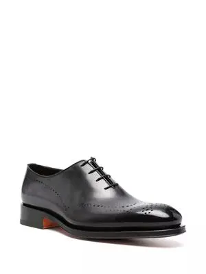 Santoni Perforated Detail Leather Oxford Shoes