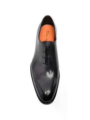 Santoni Perforated Detail Leather Oxford Shoes