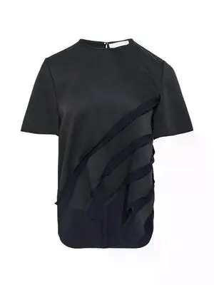 CLUB21 Ruffle-detail Round-neck Top - Black