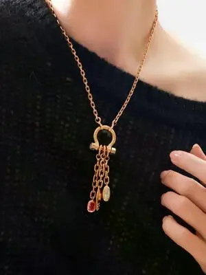 UNIFORM OBJECT Sapphire And Diamond Carriage Drop Pendant Necklace