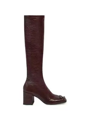 COURREGES Logo-patch Vinyl Boots - Red