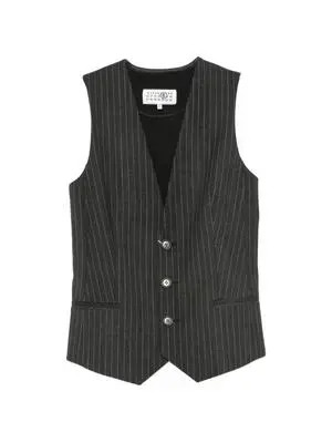 MAISON MARGIELA Pinstripe Sleeveless Waistcoat - Grey