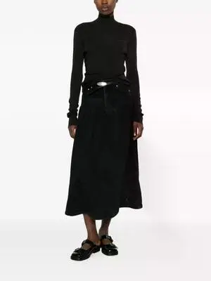 GANNI Ribbed-knit High-neck Sweater With Embroidered Logo