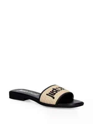 Just Cavalli Logo-embroidered Woven Slides