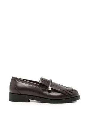 JIMMY CHOO Fringe-detail Leather Loafers - Brown