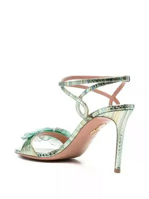 AQUAZZURA Floral Appliqué Snakeskin-effect Heeled Sandals
