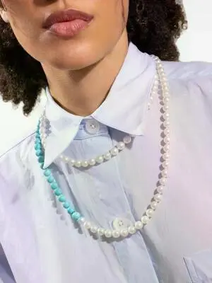 YUTAI Turquoise And Cultured Akoya Pearl Necklace