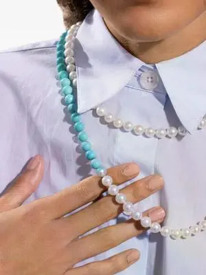 YUTAI Turquoise And Cultured Akoya Pearl Necklace
