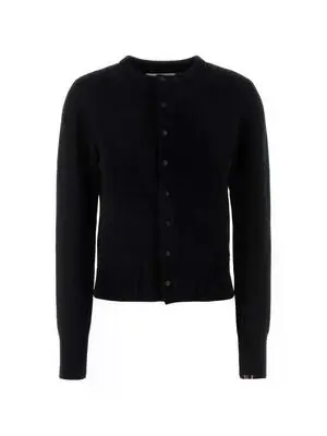 Extreme Cashmere Crew-neck Button-up Cardigan - Black