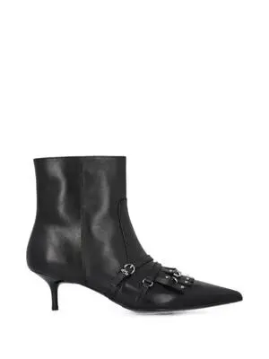 Pinko Fringe-detail Buckled Ankle Boots - Black