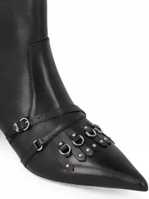 Pinko Fringe-detail Buckled Ankle Boots