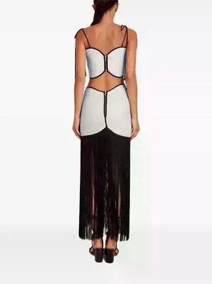 Azulu Joelle Fringe Trim Maxi Skirt - White