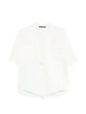 DANIELE ALESSANDRINI Shawl-collar Pocket-detail Shirt - White