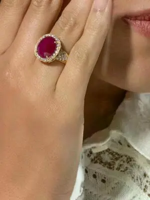ALEXANDER LAUT Ruby And Diamond Halo Ring