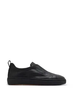 Santoni Grainy Leather Slip-on Sneakers