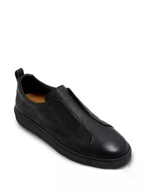 Santoni Grainy Leather Slip-on Sneakers